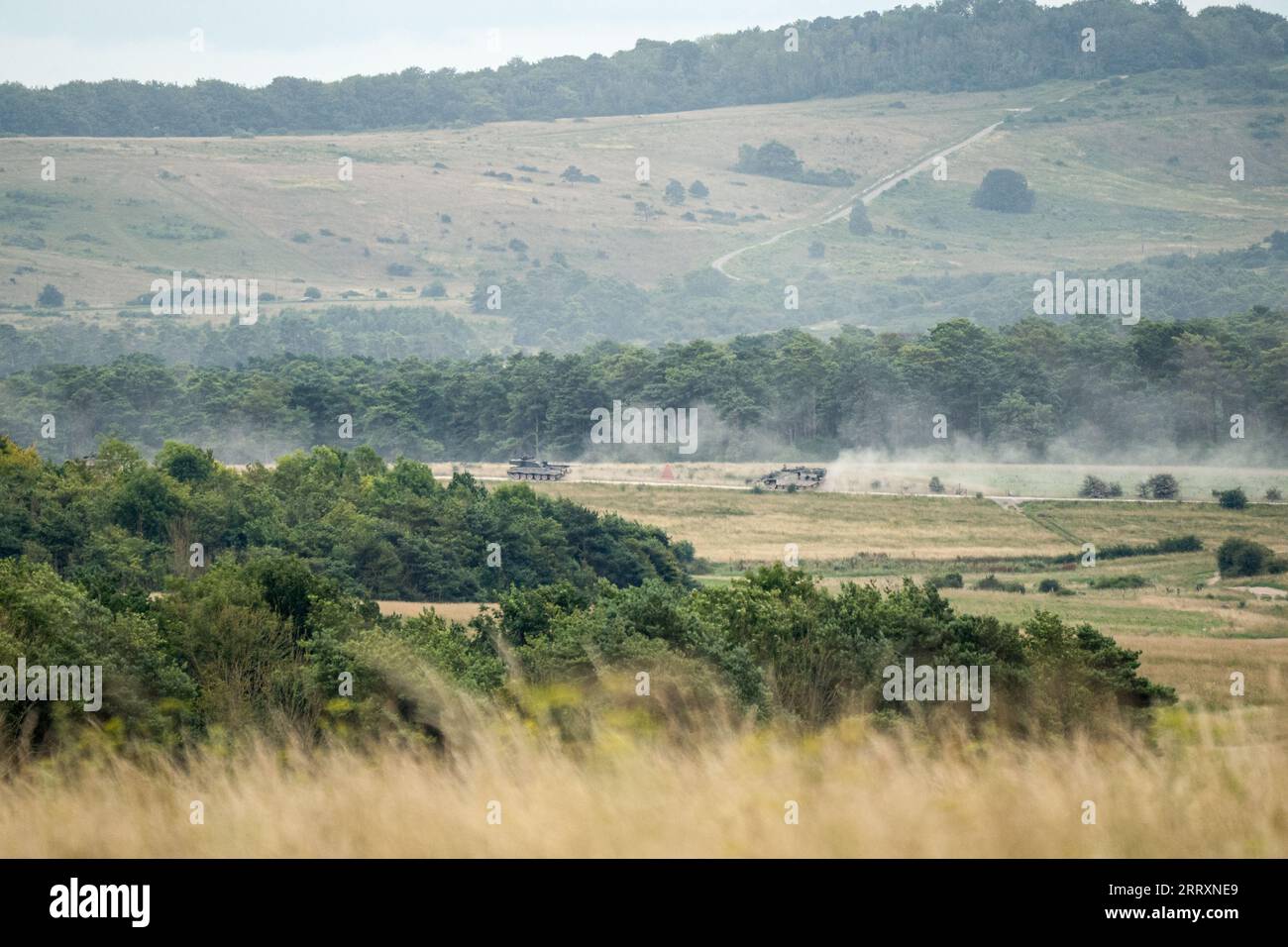 Two British army FV4034 Challenger 2 II main battle tanks hurtling ...