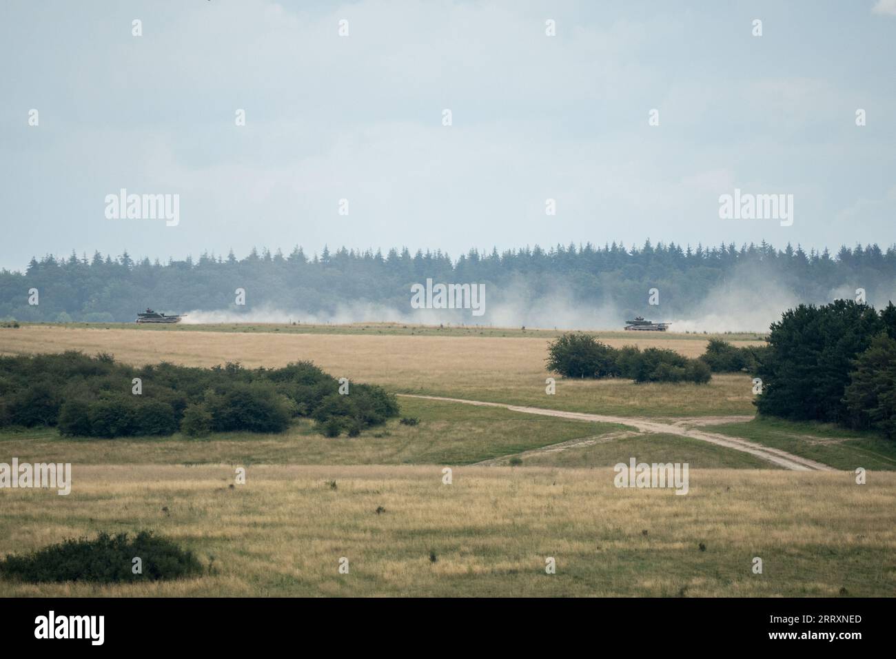 Two British army FV4034 Challenger 2 II main battle tanks hurtling ...