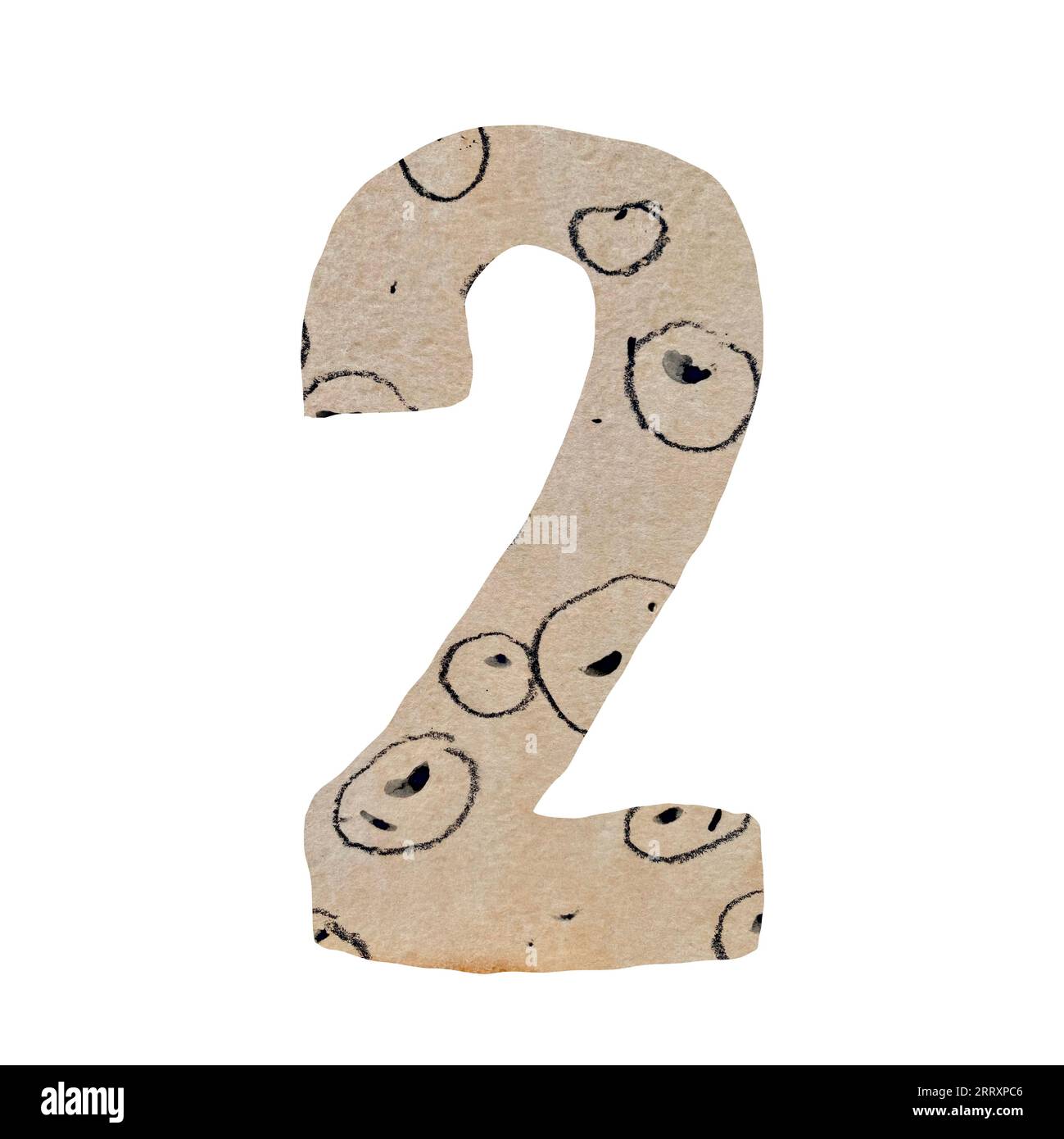 Number two hand drawn a watercolor illustration Stock Photo - Alamy