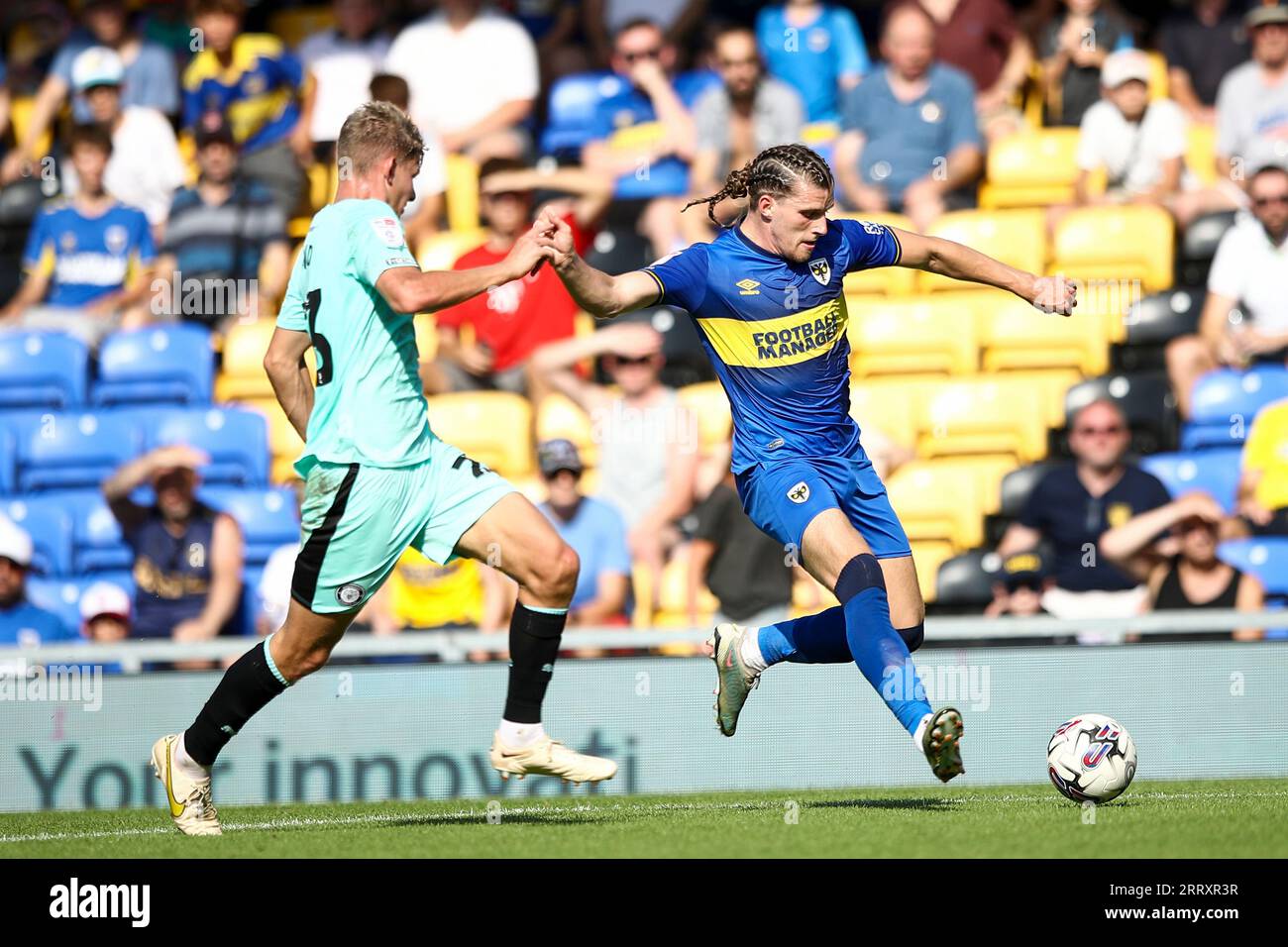 Wimbledon on Saturday 9th September 2023. Josh Davison of AFC Wimbledon ...