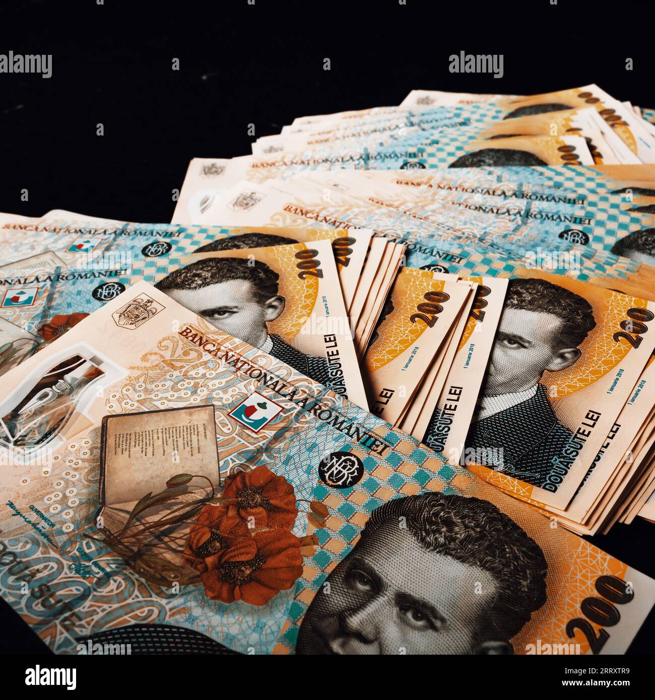 Romanian LEI Currency Banknote. RON Money European Currency Stock Photo ...