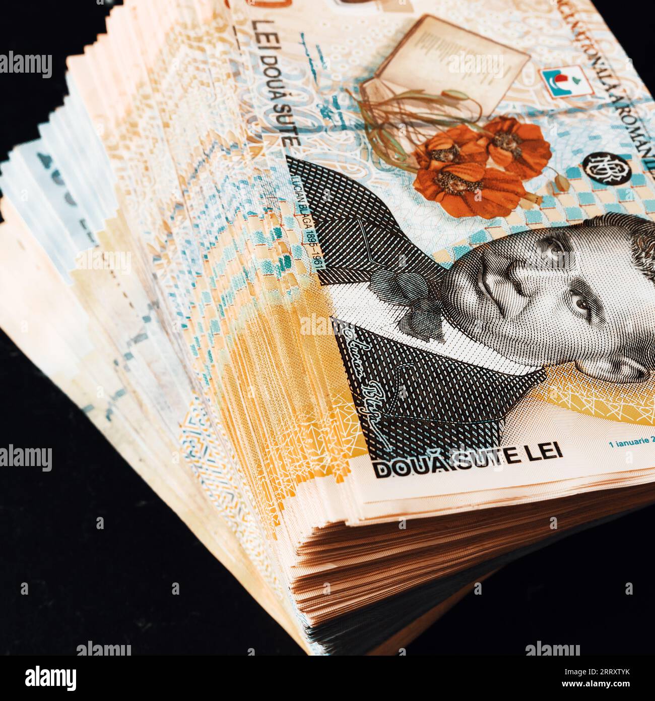 Romanian LEI Currency Banknote. RON Money European Currency Stock Photo ...
