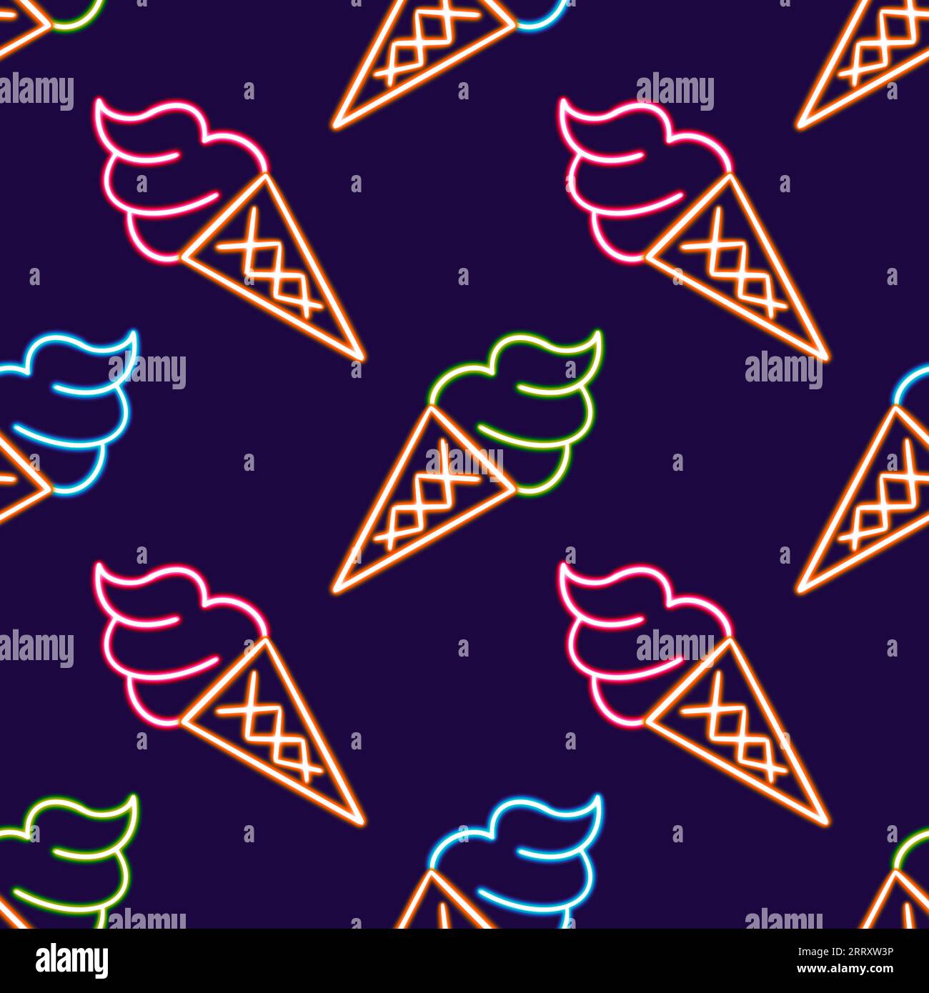 Vibrant Neon Ice Cream Pattern, Colorful Frozen Desserts Design ...