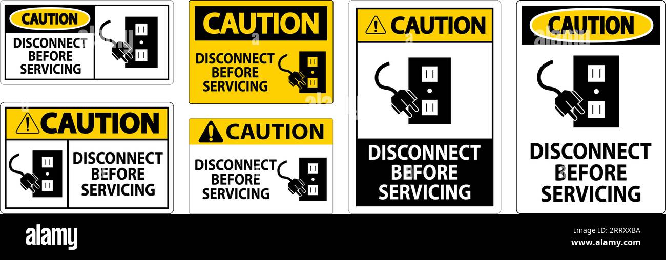 Caution Sign Disconnect Before Servicing Stock Vector Image & Art - Alamy