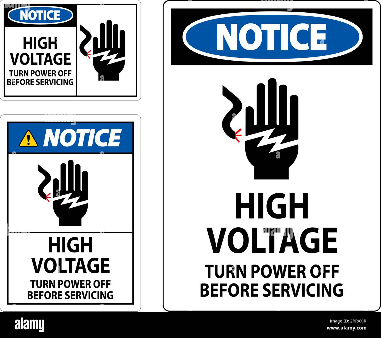 Notice Sign High Voltage - Turn Power Off Before Servicing Stock Vector ...