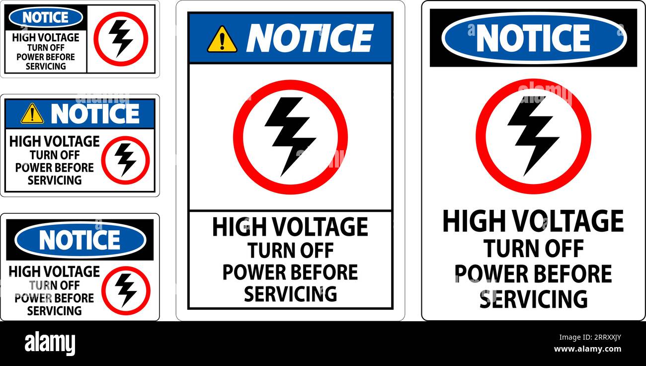Notice Sign High Voltage - Turn Off Power Before Servicing Stock Vector ...