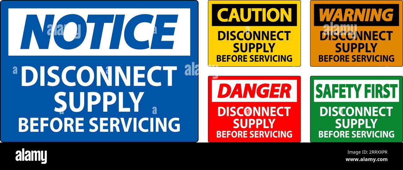 Warning Sign Disconnect Supply Before Servicing Sign Stock Vector Image ...