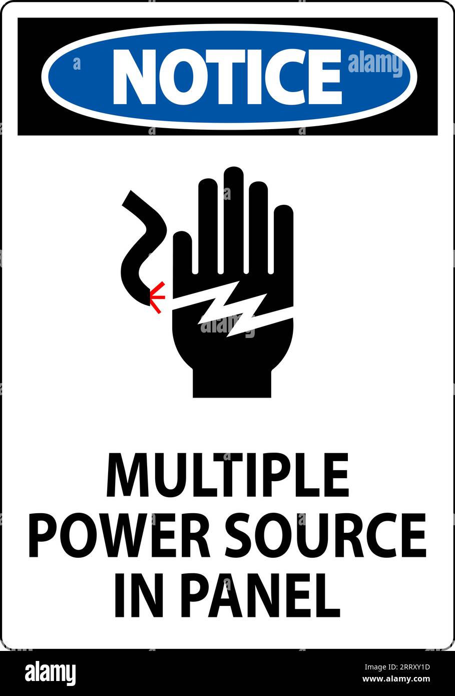 Notice Sign Multiple Power Source In Panel Stock Vector Image & Art - Alamy