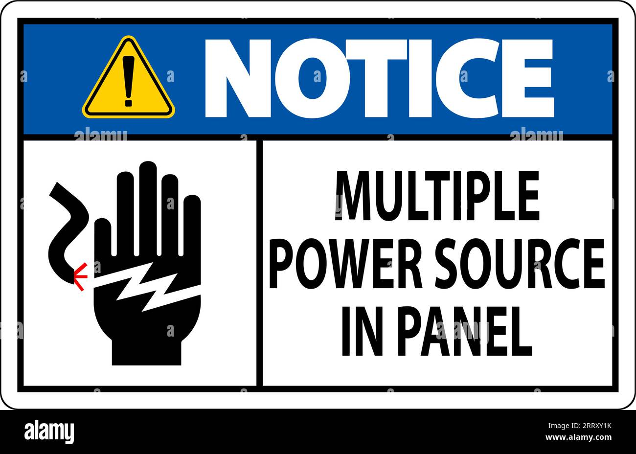 Notice Sign Multiple Power Source In Panel Stock Vector Image & Art - Alamy