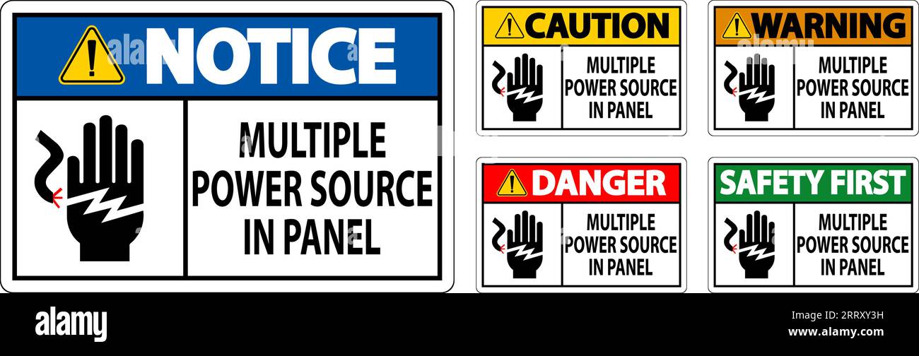 Danger Sign Multiple Power Source In Panel Stock Vector Image & Art - Alamy