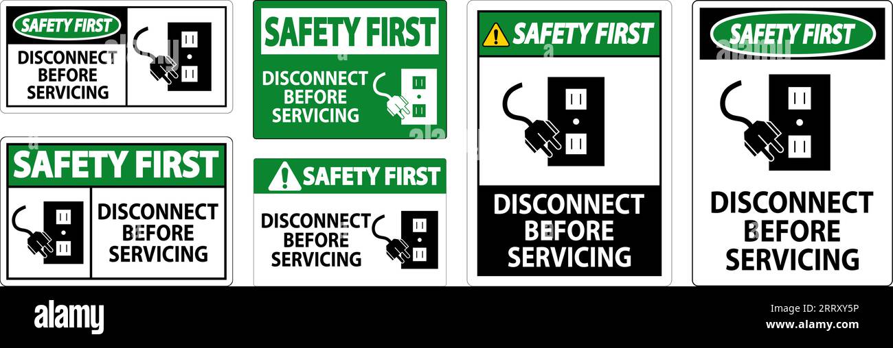Safety First Sign Disconnect Before Servicing Stock Vector Image & Art ...