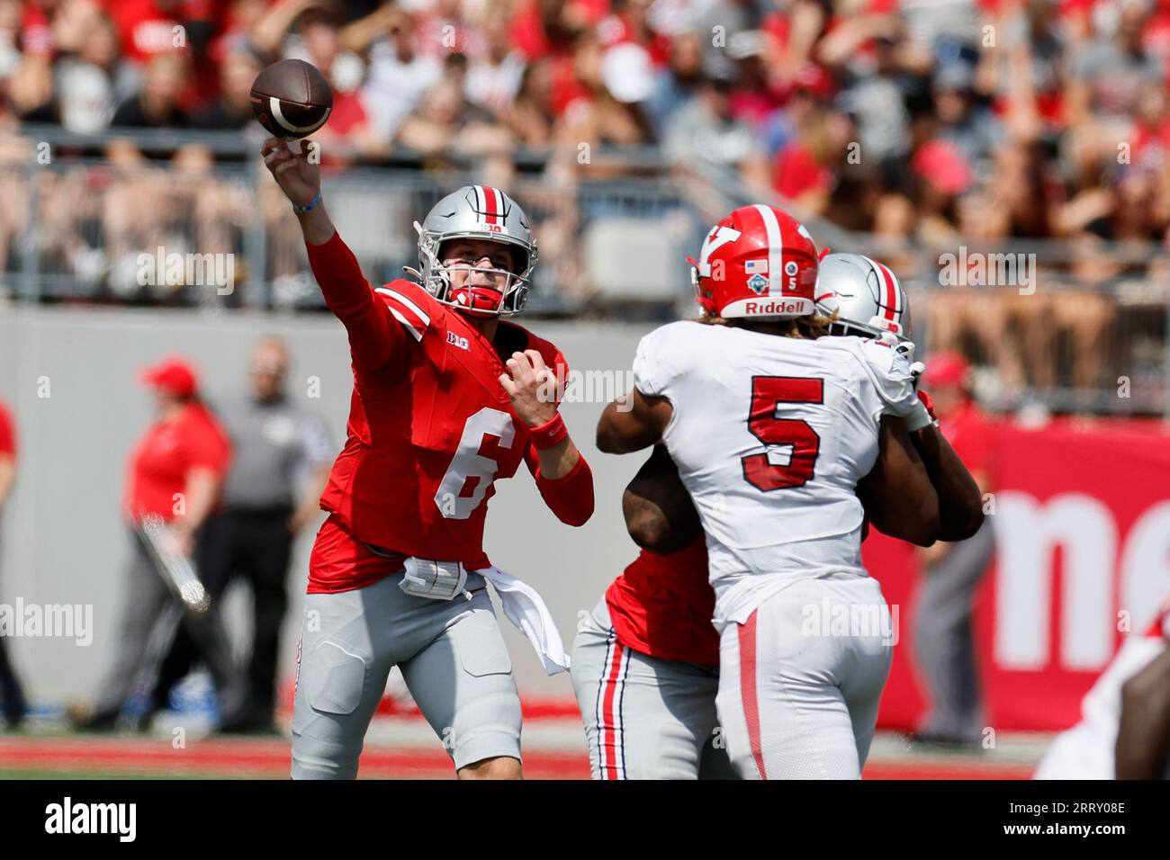 Ohio State quarterback Kyle McCord throws a pass against Youngstown ...