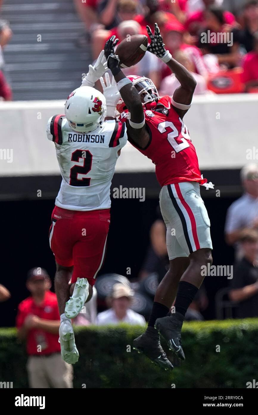 Georgia defensive back Malaki Starks (24) interceepts as pass intended ...