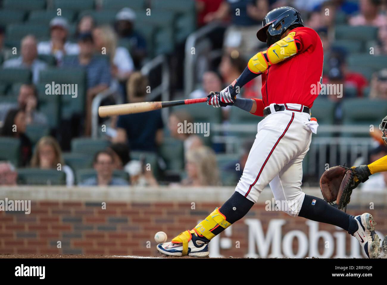 Atlanta Braves right fielder Ronald Acuna Jr. hits a foul ball off his ...