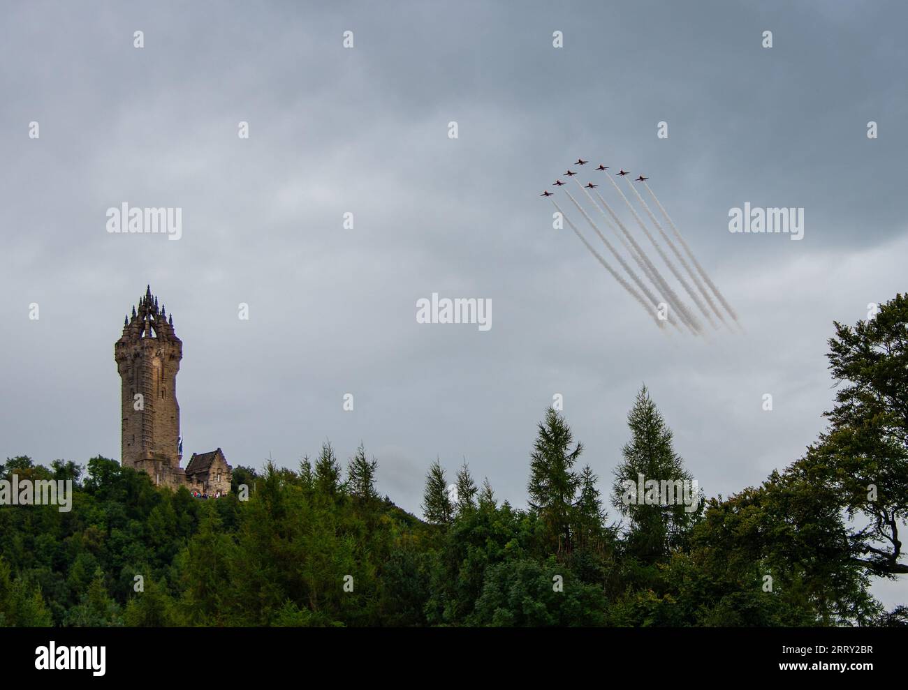 The Red Arrows flyby Wallace Monument, Stirling to mark 154th birthday ...