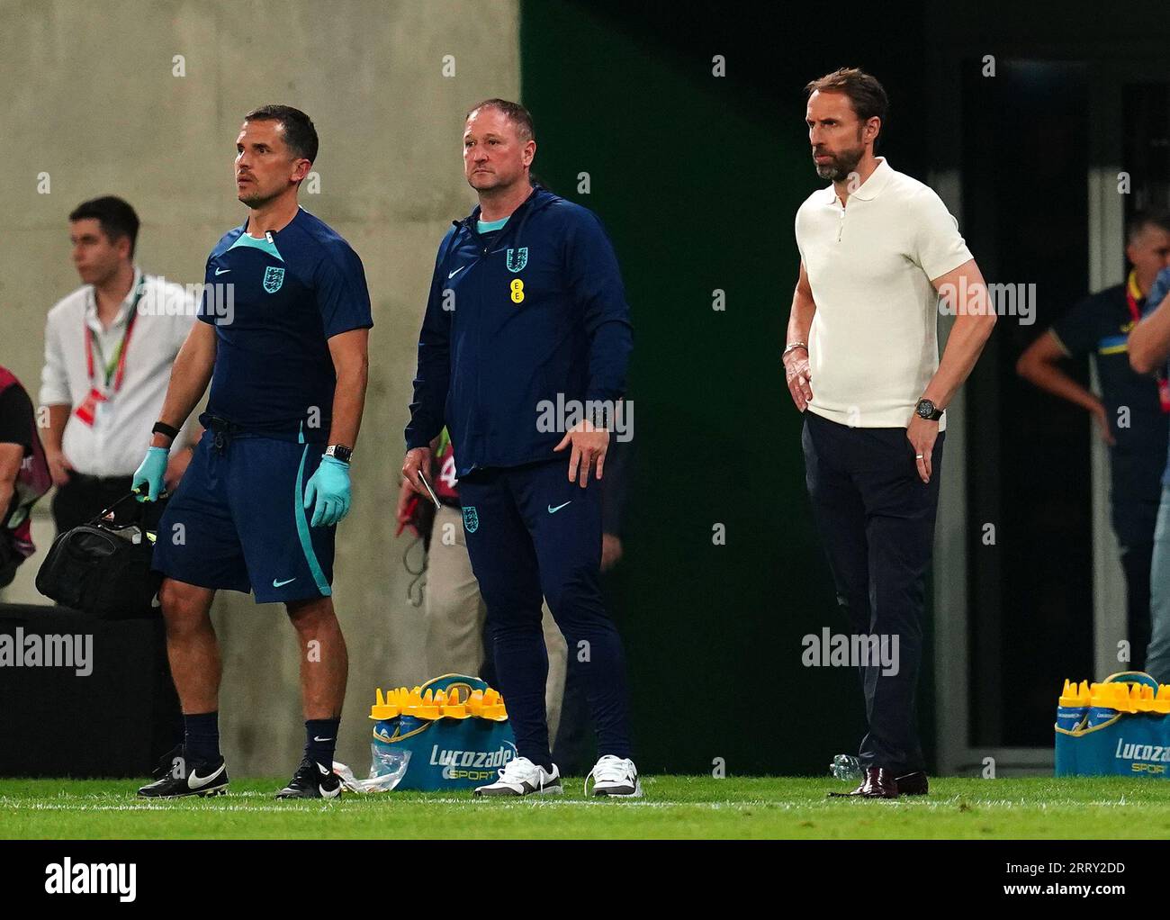 England manager Gareth Southgate (right) and assistant Steve Holland ...