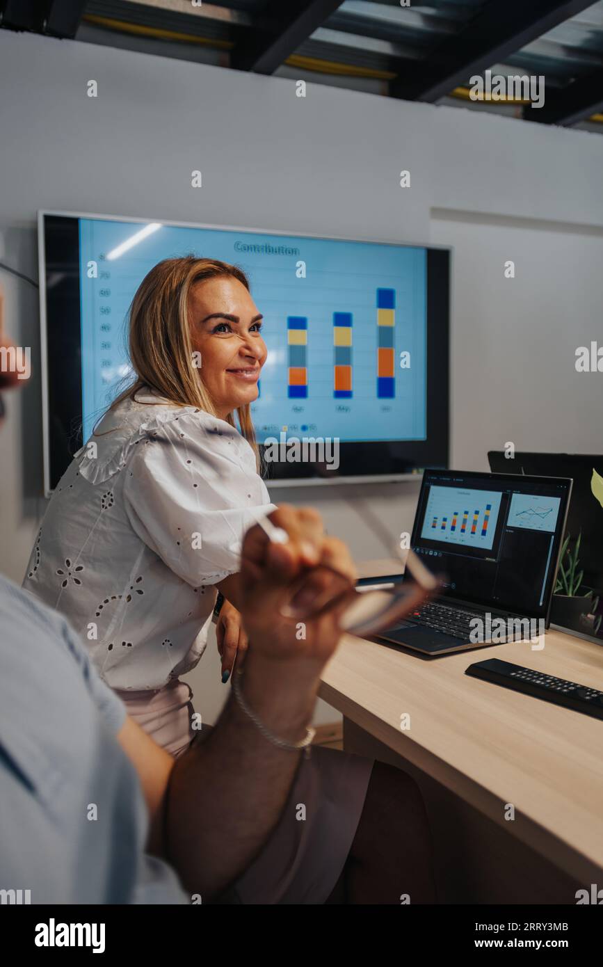 Business partners brainstorm ideas, make decisions, and discuss ...