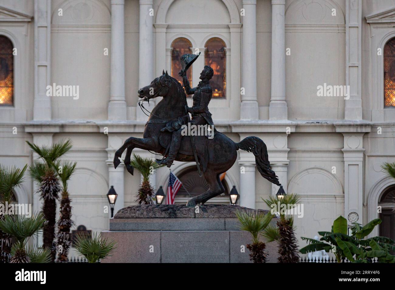 Andrew Jackson equestrian statue against St. Louis Cathedral Stock ...