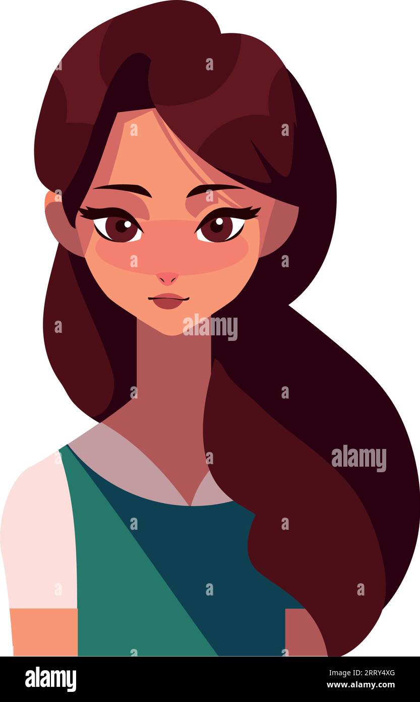 young woman long hair character Stock Vector Image & Art - Alamy