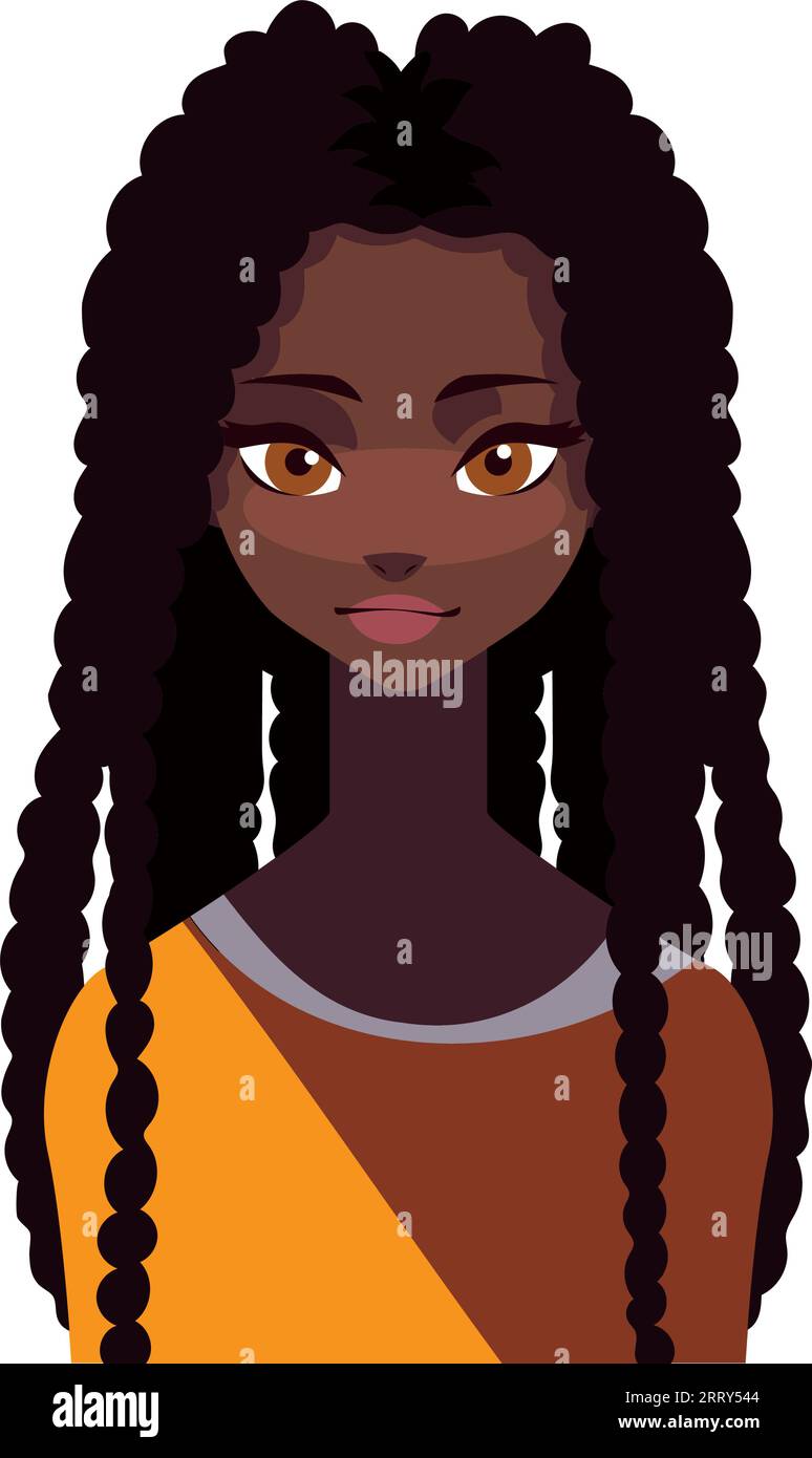 young woman long hair african avatar Stock Vector Image & Art - Alamy