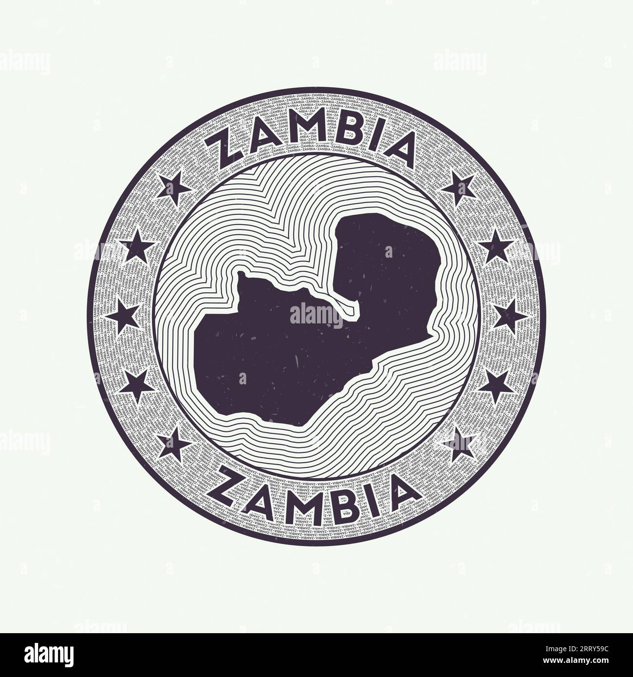 Zambia round badge vector. Country round stamp with shape of Zambia ...