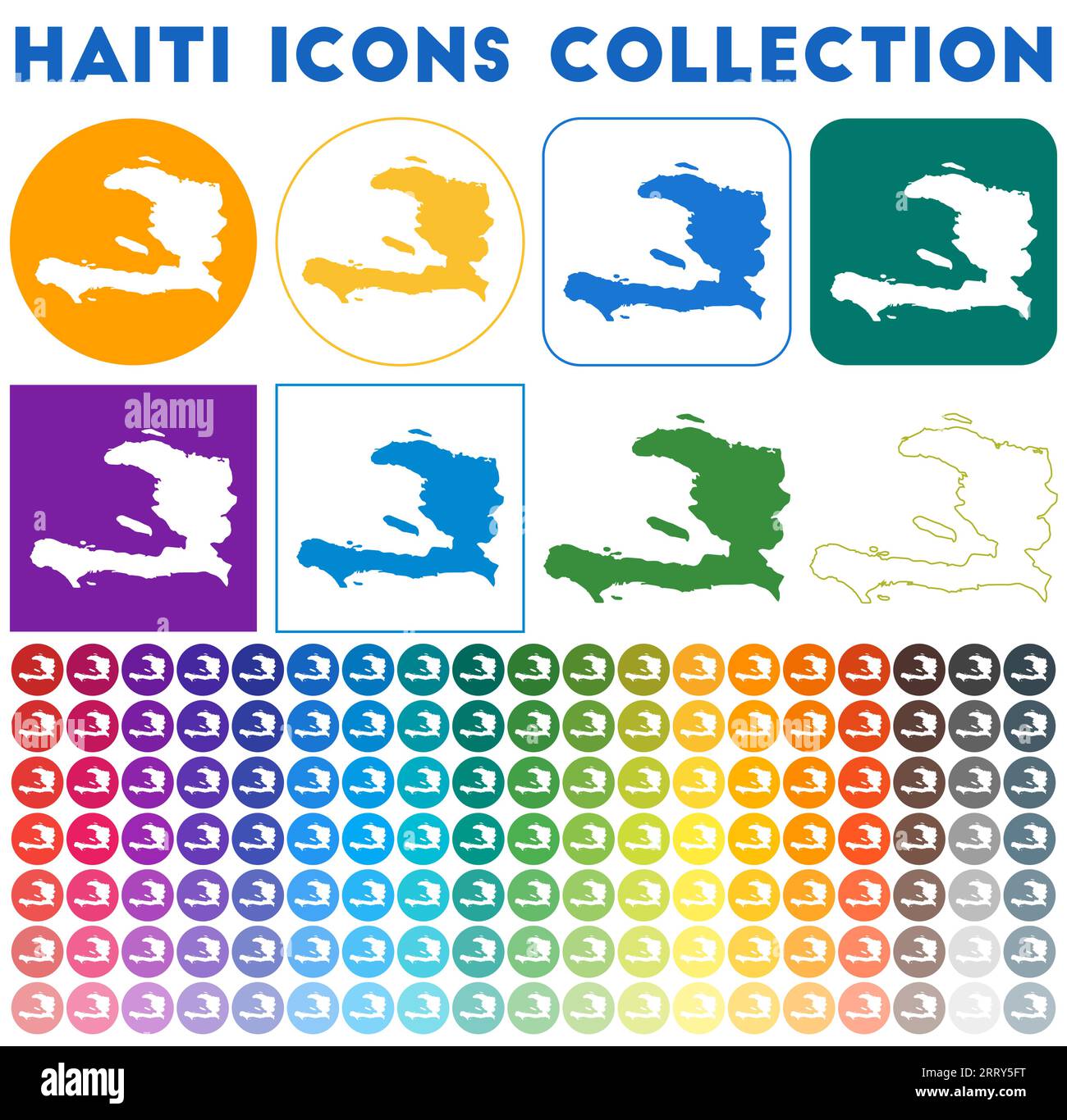 Haiti Icons Collection Bright Colourful Trendy Map Icons Modern Haiti