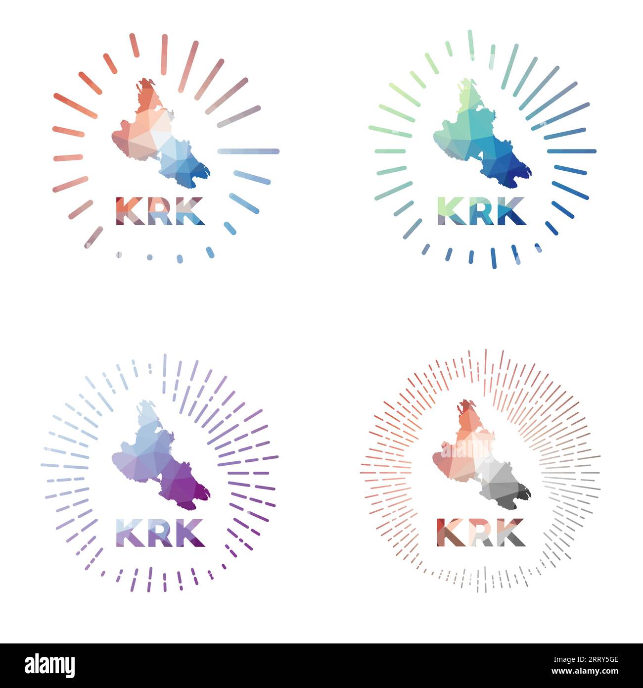 Krk low poly sunburst set. Logo of island in geometric polygonal style ... Krk low poly sunburst set. Logo of island in geometric polygonal style ...