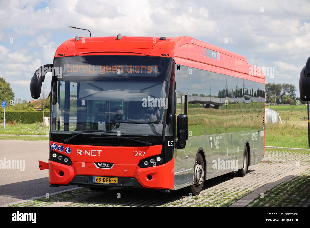 Black and red bus runned by RET in R-NET colors in the Netherlands ...