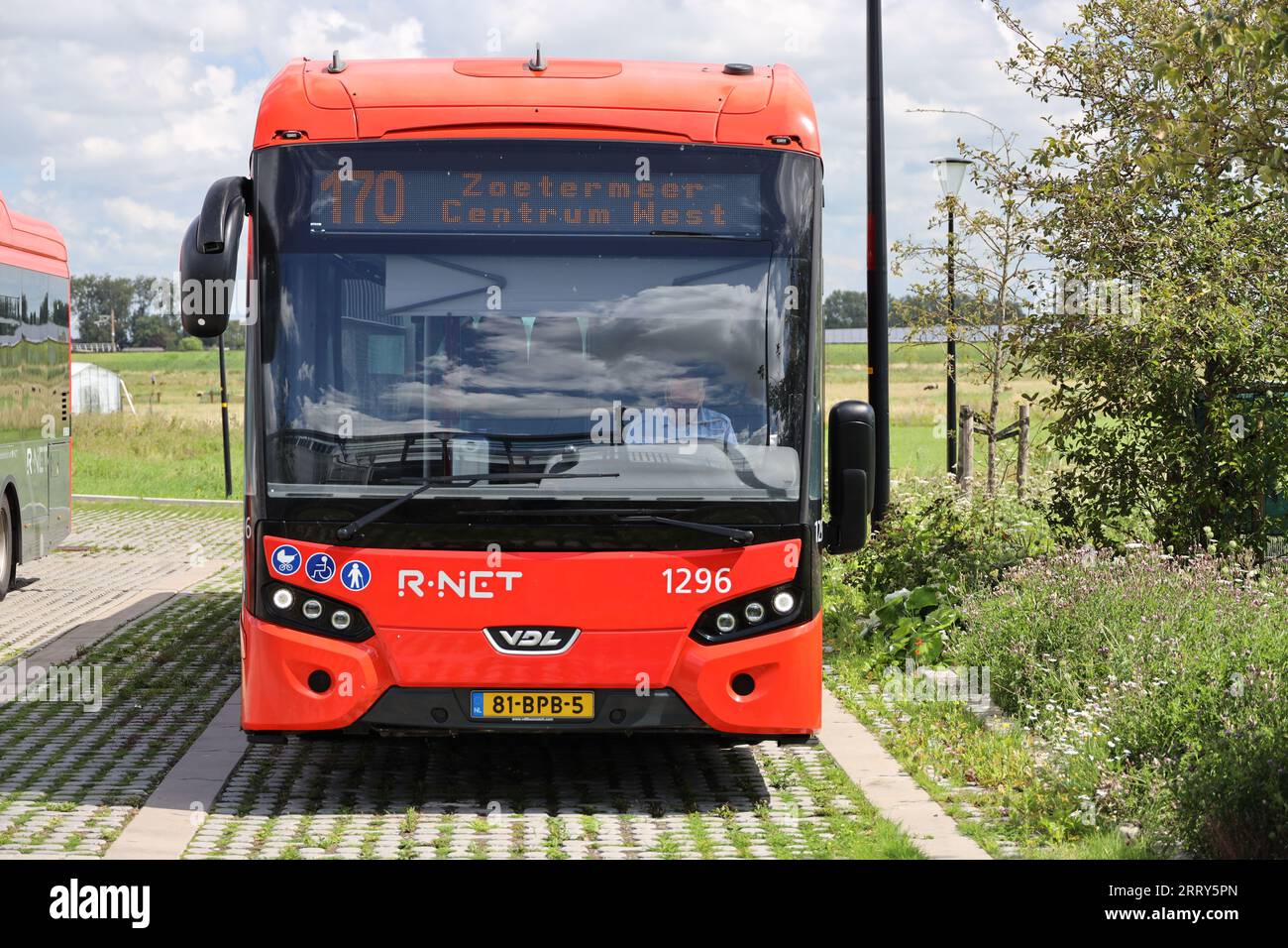 Black and red bus runned by RET in R-NET colors in the Netherlands ...