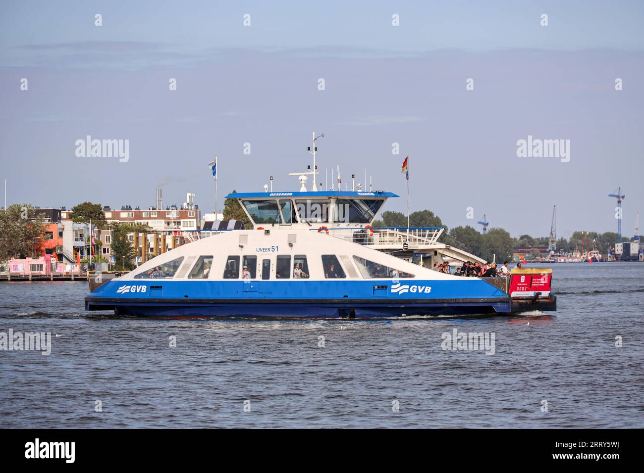 City ferry in Amsterdam over the IJ Water. These ferries runned bij GVB ...