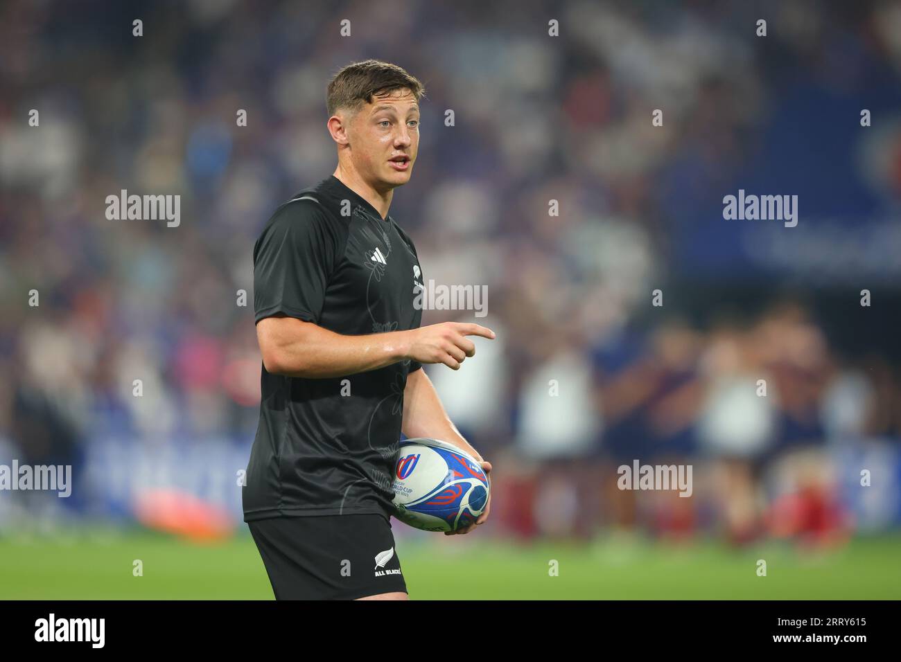 Paris, France. 9th Sep, 2023. Cam Roigard of New Zealand warms up ...