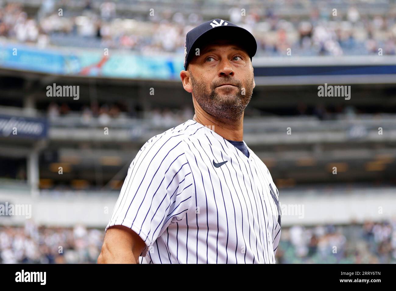 Former New York Yankees' Derek Jeter is seen during Yankees Old-Timers' Day ceremony before a ...