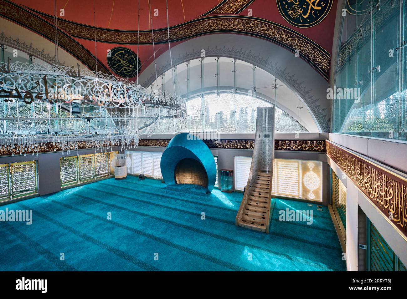 Istanbul, Turkey - September 9, 2023: Interior view of Sakirin Mosque ...