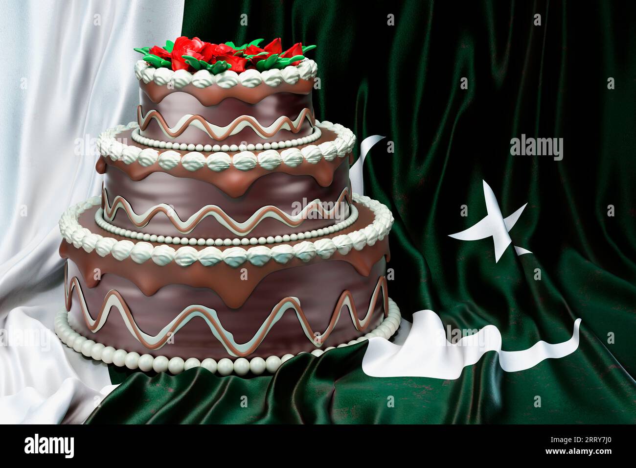 Chocolate cake on the Pakistani flag background, 3D rendering Stock ...