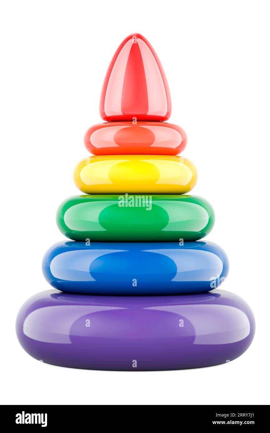 Stacking Rings Toy, Toy Pyramid. 3D rendering isolated on white ...