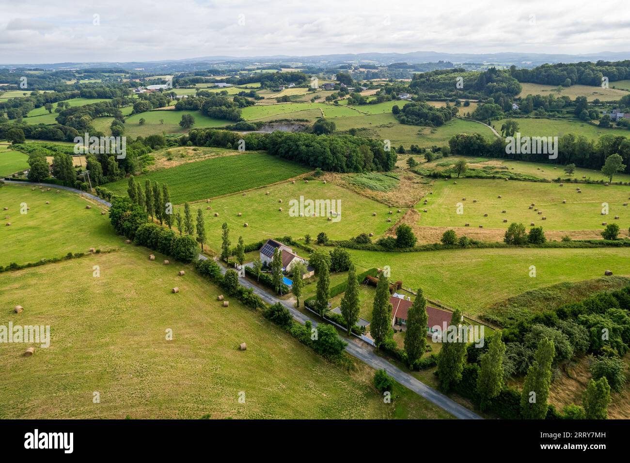 Panoramic view on nature around french village Benevent l Abbaye in ...