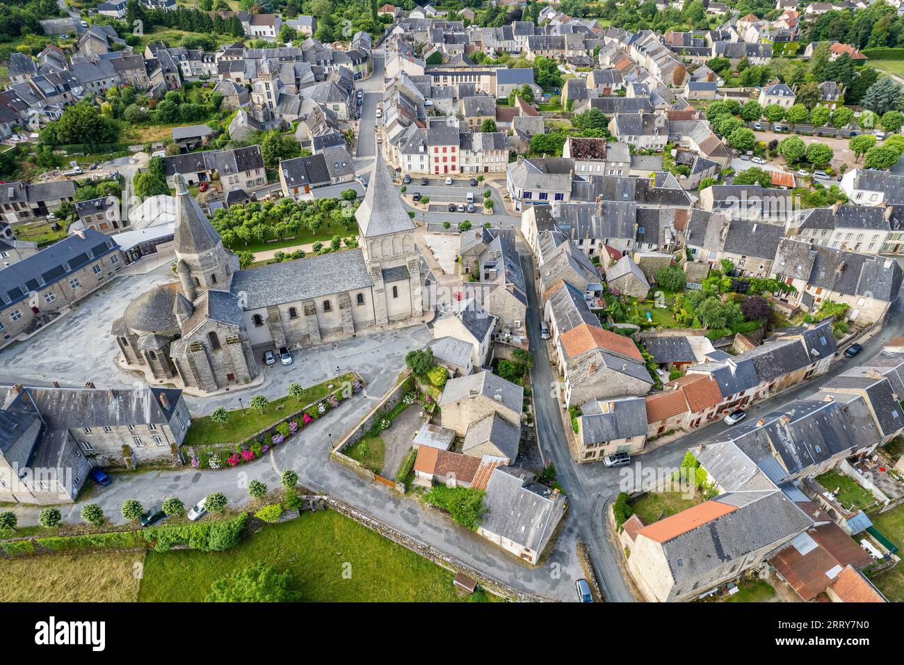 Aerial photo of french village Benevent l'Abbaye in Summer Stock Photo ...