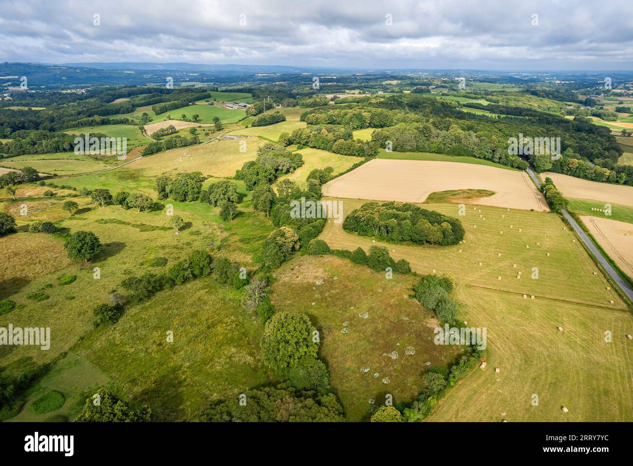 Panoramic view on nature around french village Benevent l Abbaye in ...
