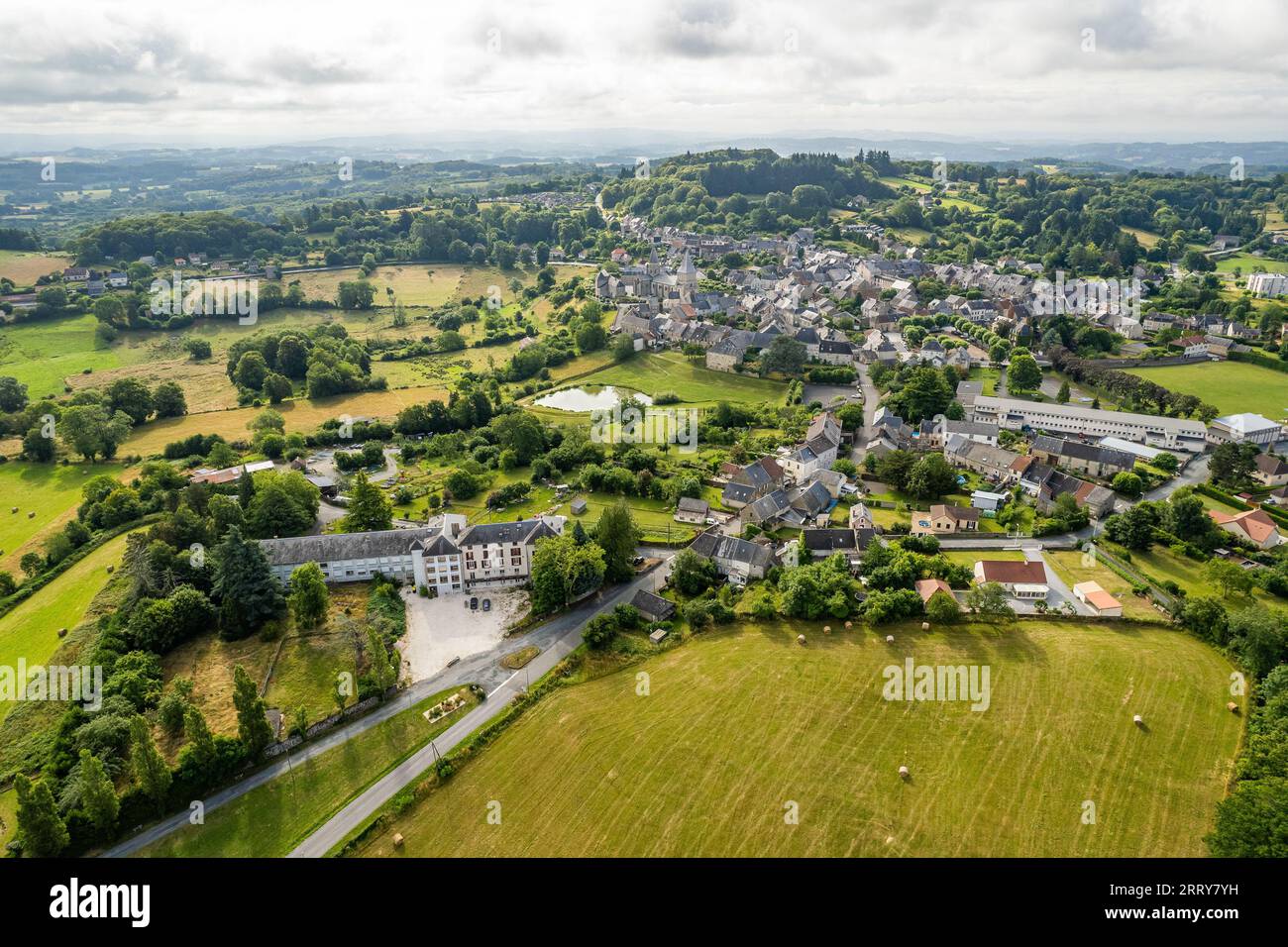 Aerial photo of french village Benevent l'Abbaye in Summer Stock Photo ...