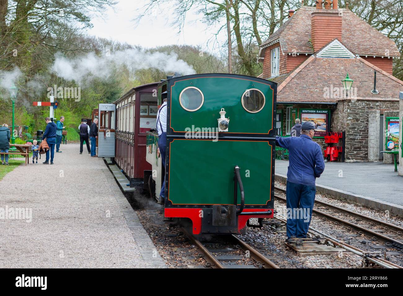 Steam train at Woody Bay station on the Lynton and Barnstaple railway ...