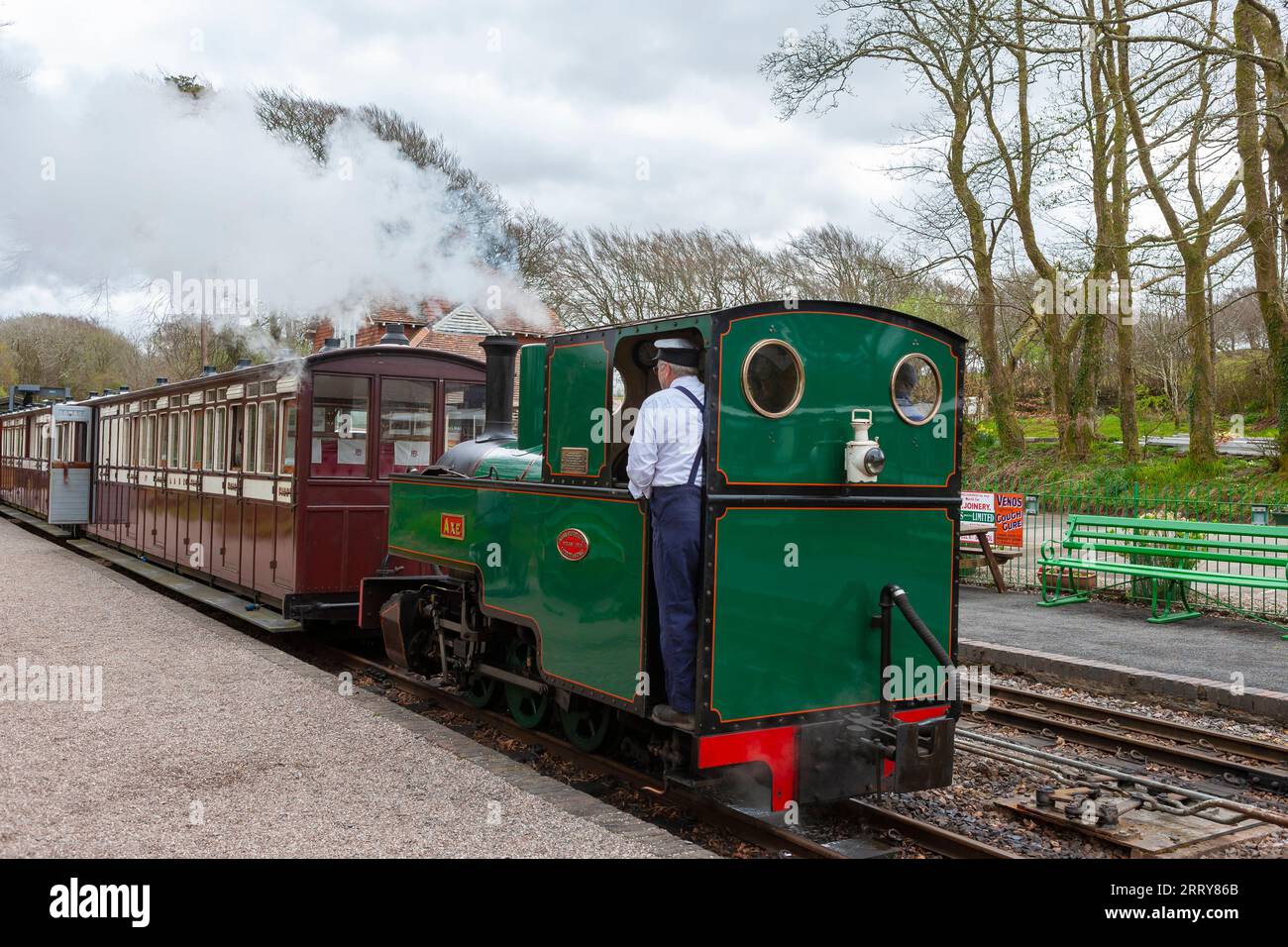 Steam train at Woody Bay station on the Lynton and Barnstaple railway ...