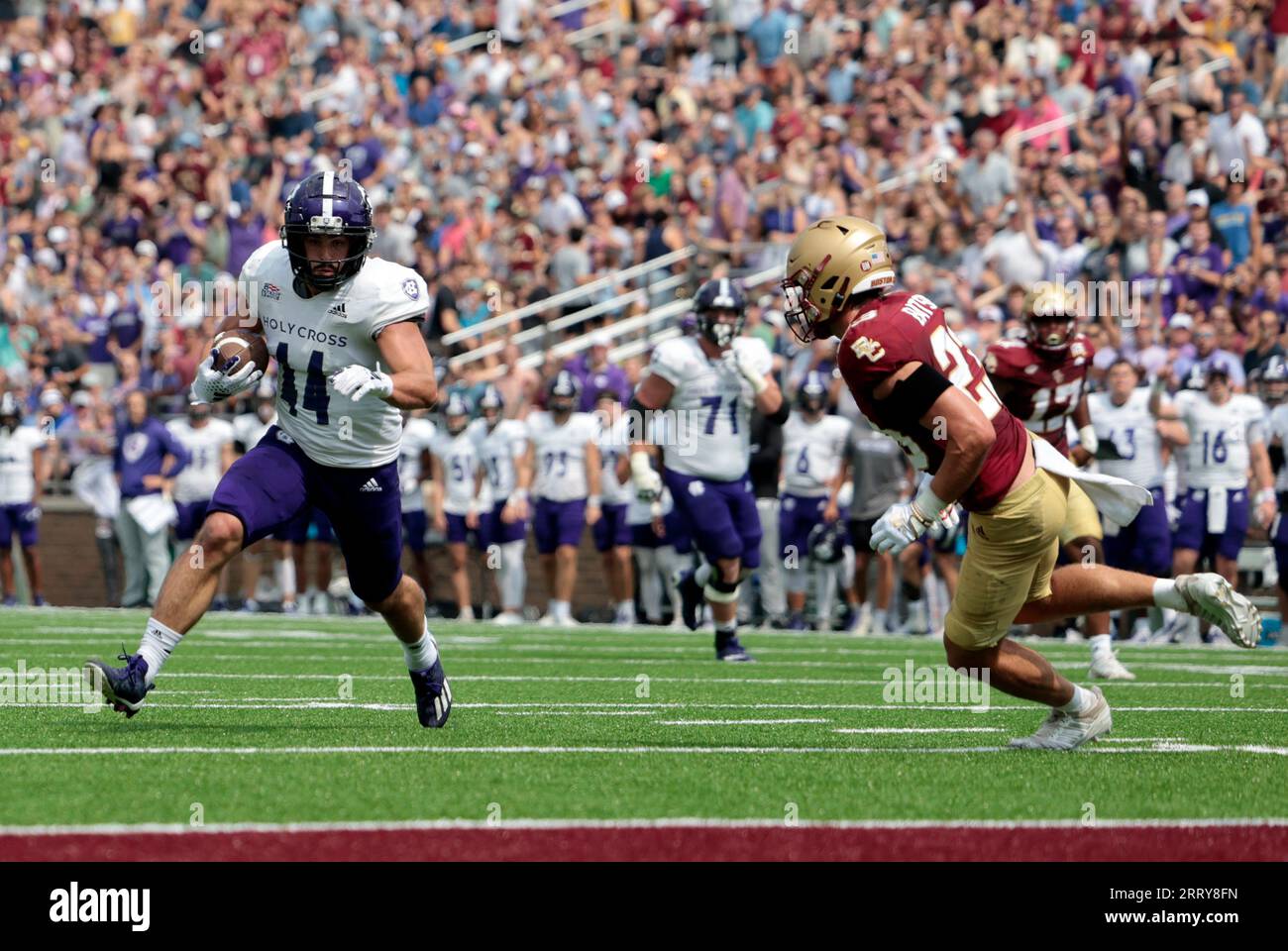 CHESTNUT HILL, MA - SEPTEMBER 09: Holy Cross Crusaders fullback Phoenix ...
