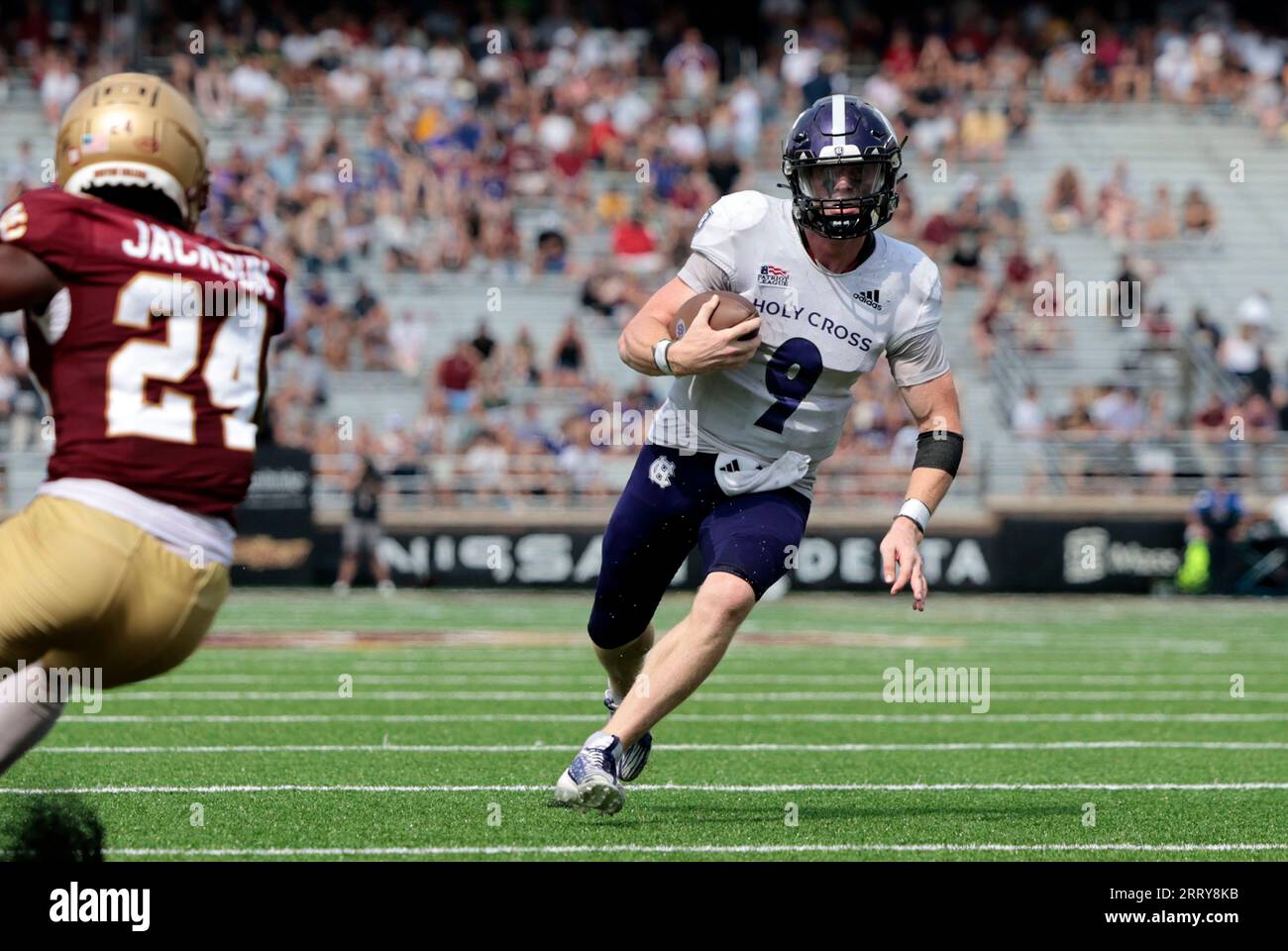 CHESTNUT HILL, MA - SEPTEMBER 09: Holy Cross Crusaders quarterback ...