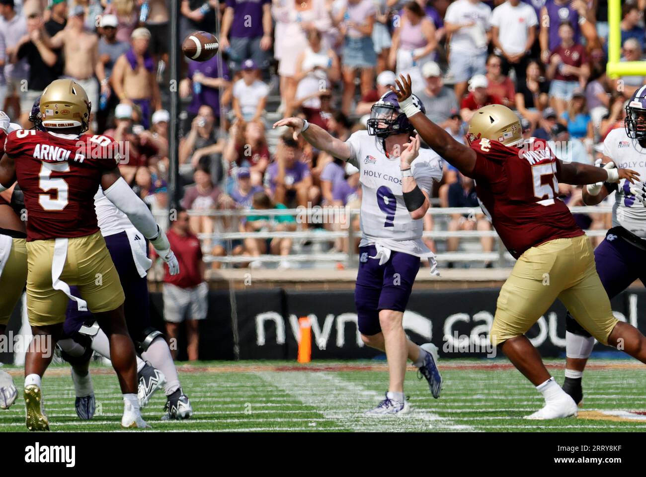 CHESTNUT HILL, MA - SEPTEMBER 09: Holy Cross Crusaders quarterback ...