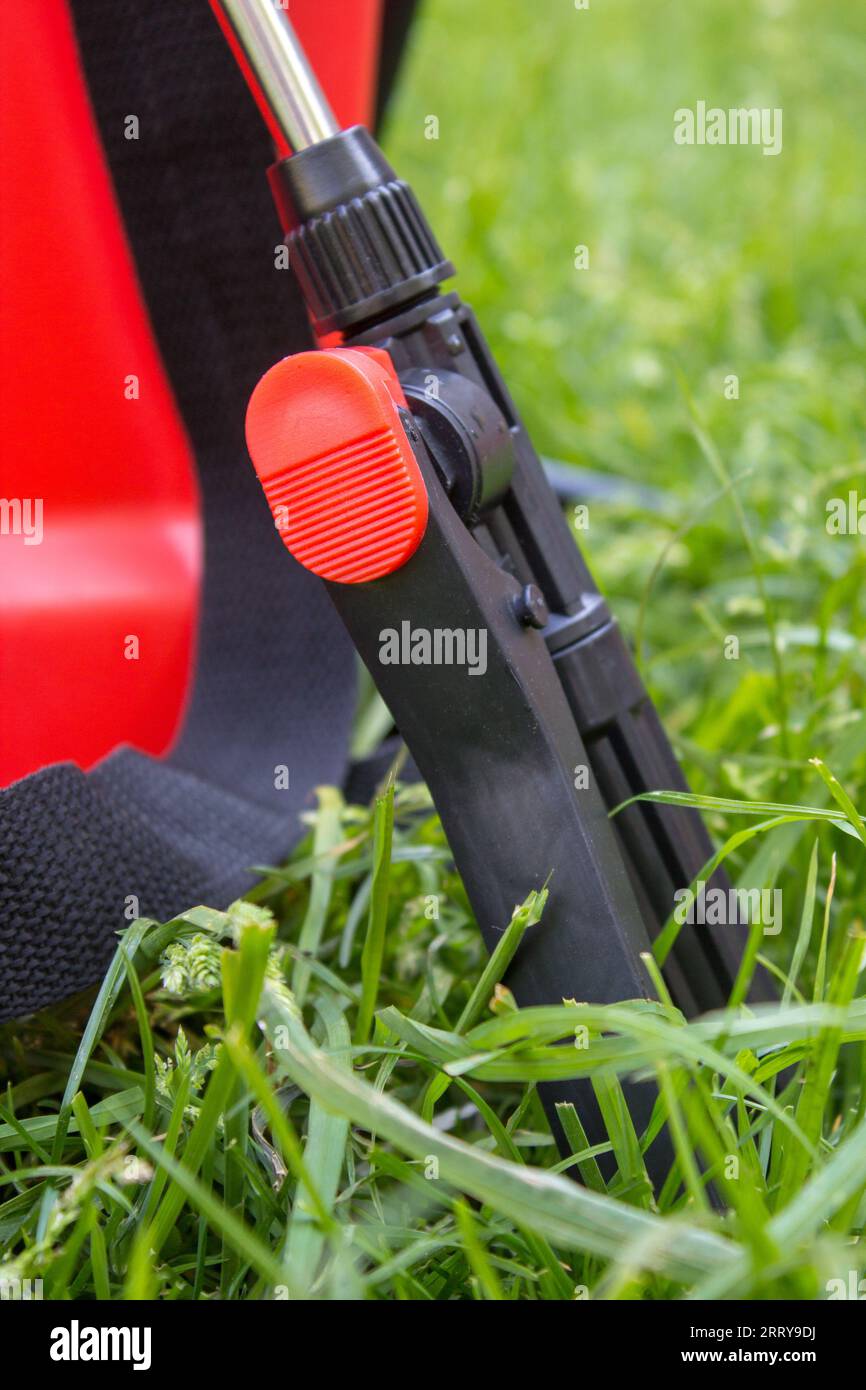 closeup handle garden sprayers for agriculture on the grass Stock Photo ...