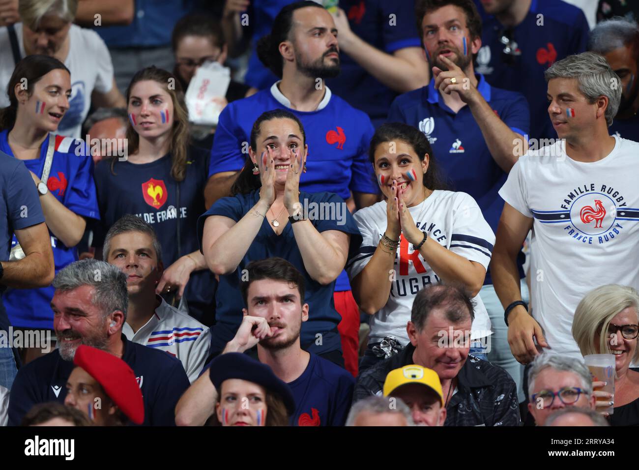 Paris, France. 9th Sep, 2023. French fans clap with excitement before ...