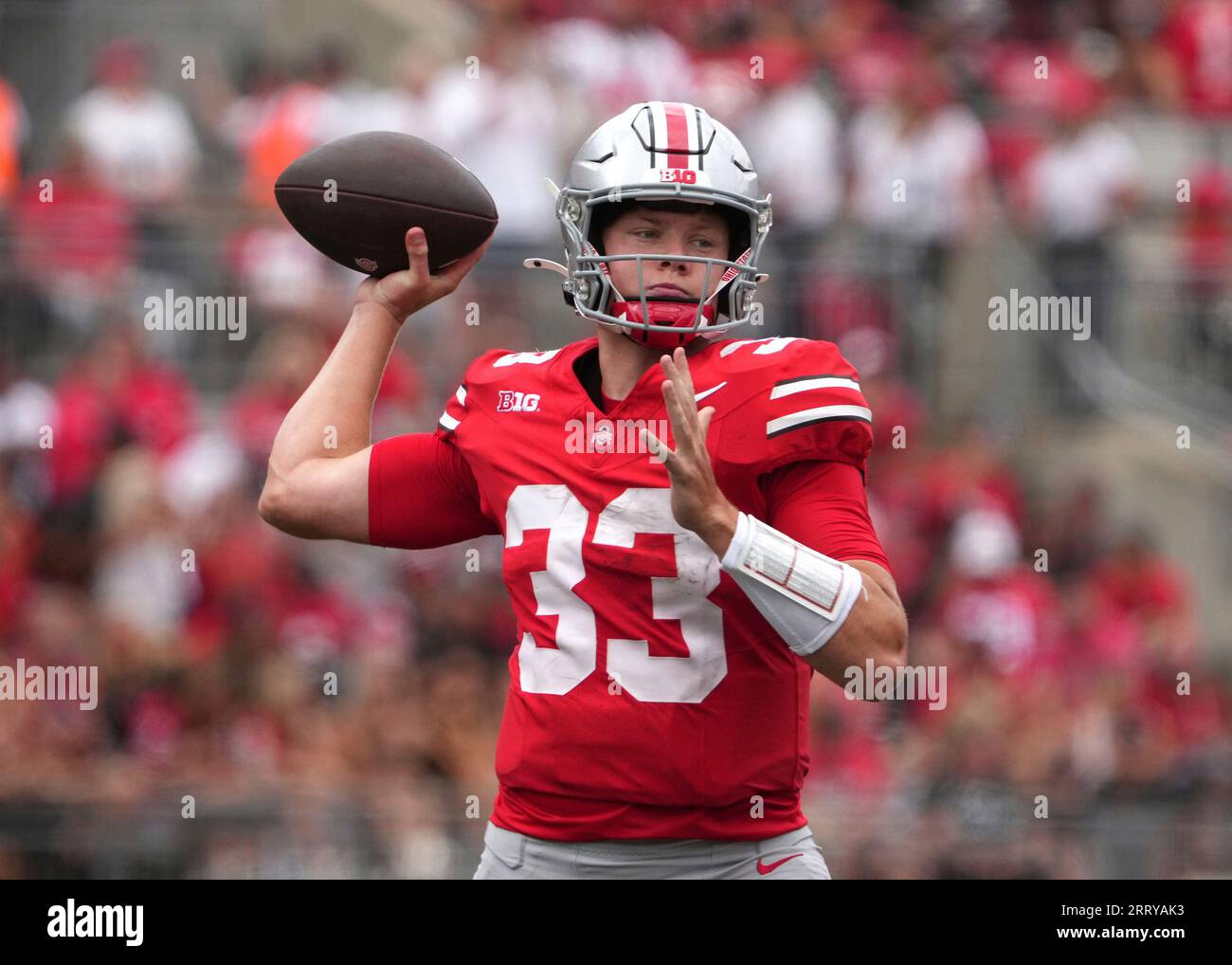 COLUMBUS, OH - SEPTEMBER 09: Quarterback Devin Brown #33 of the Ohio ...