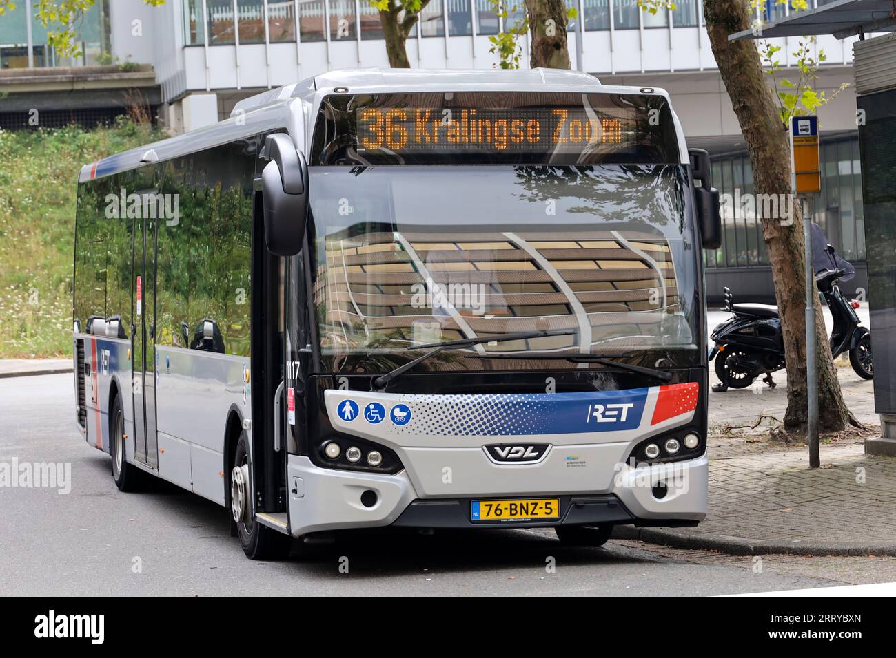 RET electrical city and regiobus at the Kralingse Zoom bus stop in ...