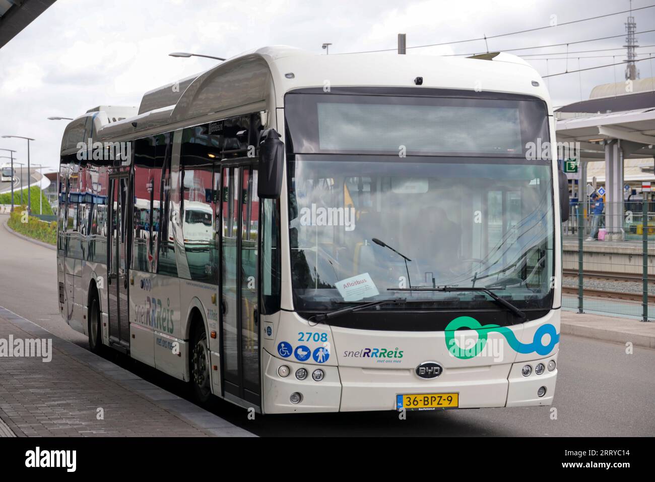 Electrical BYD busses at Zwolle busplatform for regional and local ...