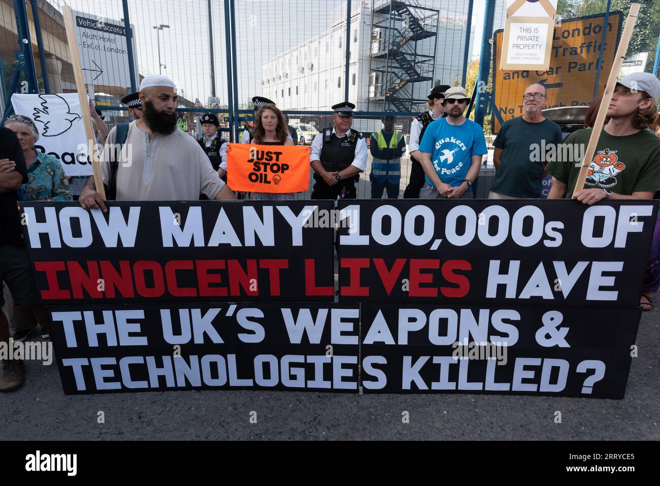 London, UK. 9 September, 2023. Anti-war activists protest and attempt ...
